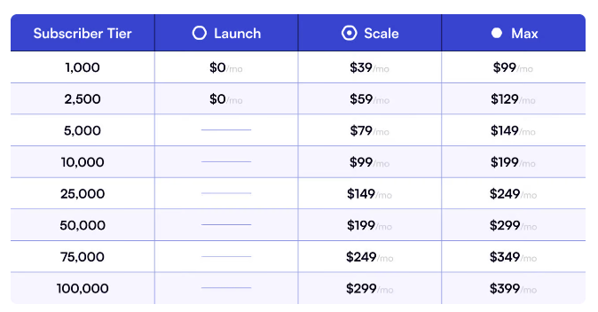 Plan Types and Subscriber Plan Tier Pricing - Knowledge Base - beehiiv